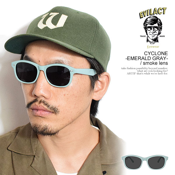 EVILACT EYEWEAR イーブルアクト アイウェア CYCLONE -EMERALD GRAY- / smoke lens サングラス バイカーシェード atfacc