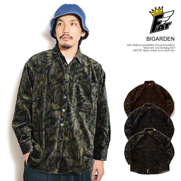 30％OFF SALE セール FAT エフエーティー BIGARDEN メンズ シャツ 長袖 ボタニカル柄 ビッグシルエット 送料無料 atftps