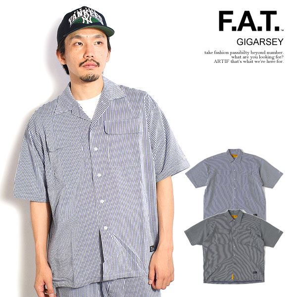 FAT エフエーティー GIGARSEY メンズ シャツ 半袖シャツ ビッグシルエット サッカージャージ ストライプ 送料無料 atftps