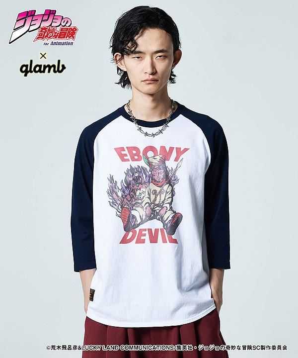 glamb×ジョジョの奇妙な冒険 3部 glamb グラム Ebony Devil Raglan Cutsew メンズ Tシャツ atftps