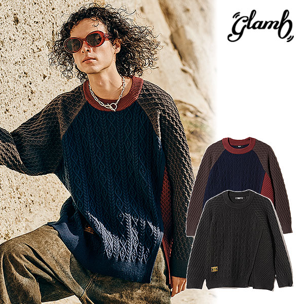2026 春 先行予約 2月上旬〜中旬入荷予定 glamb グラム Asymmetry Cable Knit ニット 送料無料 キャンセル不可 atftps
