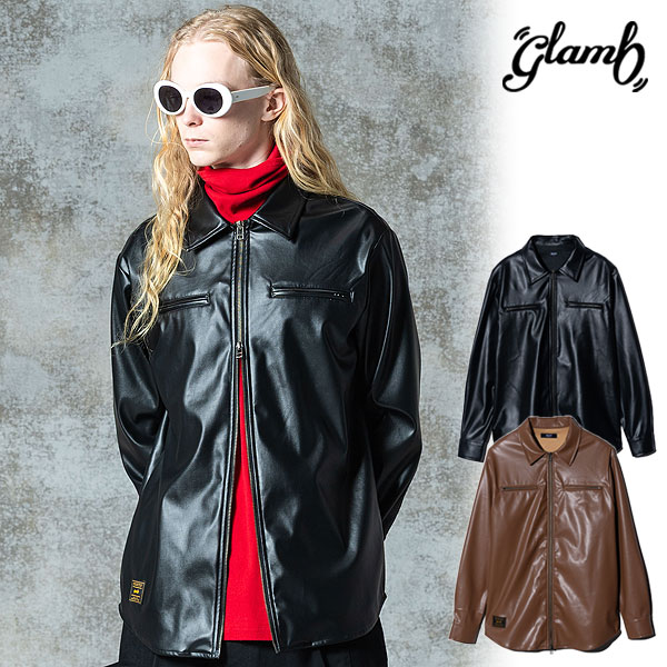 glamb グラム Synth Leather Shirt シンセレザーシャツ 送料無料 atftps