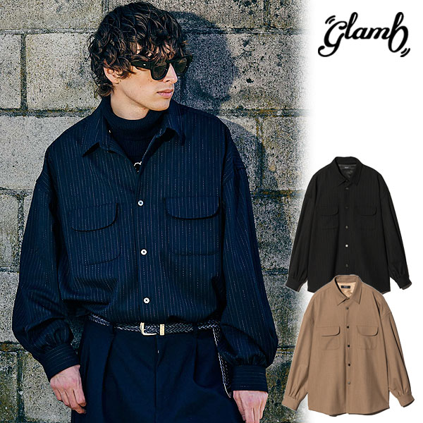 2025 秋 先行予約 8月下旬〜9月上旬入荷予定 glamb グラム Suit Fabric Work Shirt スーツファブリック ワークシャツ 送料無料 atftps