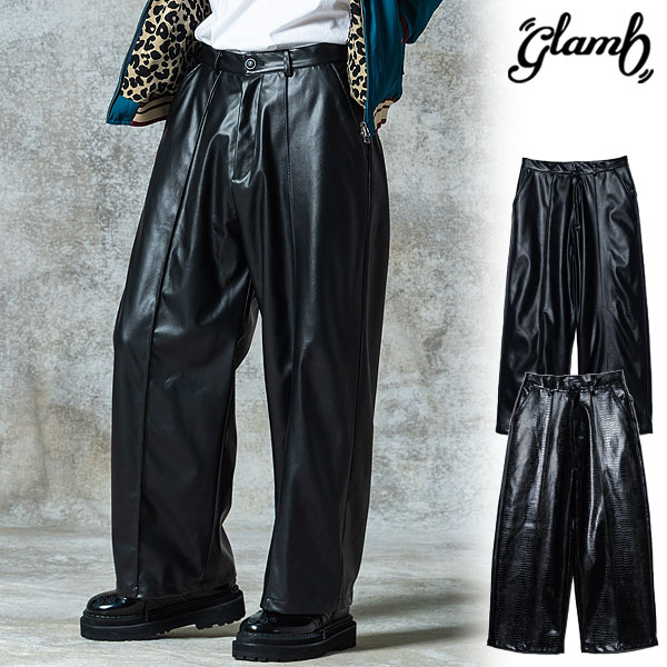 2025 秋 先行予約 8月下旬〜9月上旬入荷予定 glamb グラム Synth Leather Baggy Slacks パンツ 送料無料 キャンセル不可 atfpts