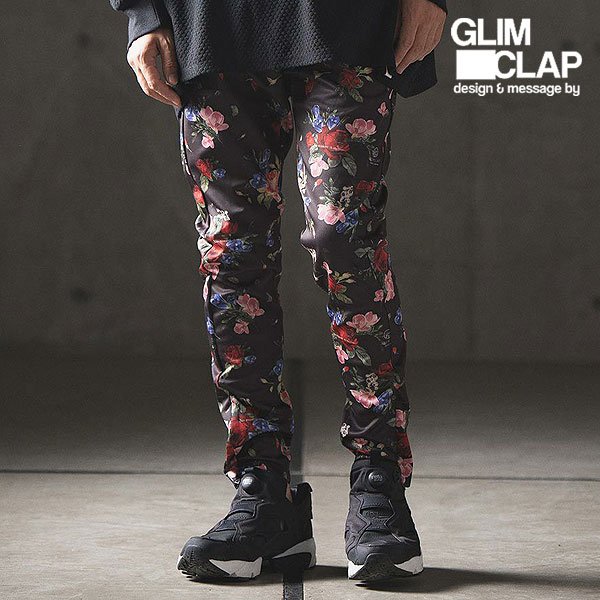 2024 秋冬 1st 先行予約 8月中旬〜下旬入荷予定 GLIMCLAP グリムクラップ Tight fit track pants -revival botanical pattern- メンズ