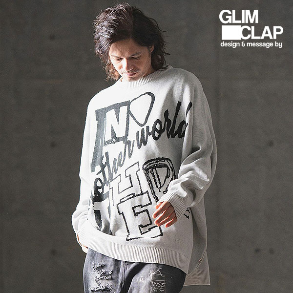 2024 秋冬 1st 先行予約 12月上旬〜中旬入荷予定 GLIMCLAP グリムクラップ Logo jacquard oversized sweater メンズ atftps
