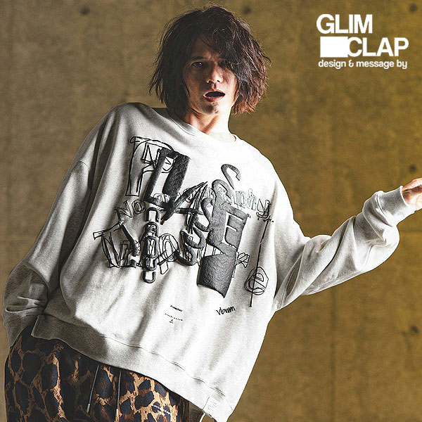2024 秋冬 3rd 先行予約 11月上旬〜中旬入荷予定 GLIMCLAP グリムクラップ Printed oversized sweatshirt -Handwriting Art-