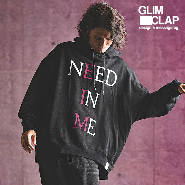 2024 秋冬 3rd 先行予約 11月上旬〜中旬入荷予定 GLIMCLAP グリムクラップ Printed oversized sweathoodie -NEED IN ME logo-