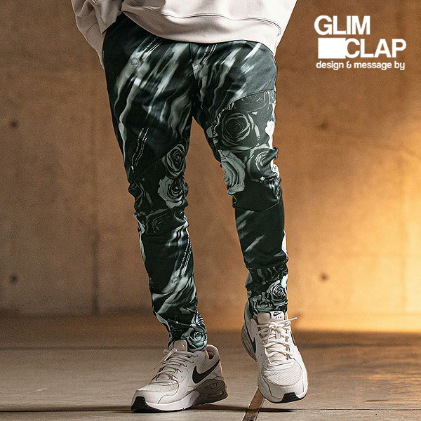 2025 春夏 1st 先行予約 2月中旬〜下旬入荷予定 GLIMCLAP Tight fit track pants-Ver. monochrome pattern switching-