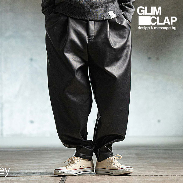 2025 春夏 1st 先行予約 1月下旬〜2月上旬入荷予定 GLIMCLAP グリムクラップ Synthetic leather balloon silhouette pants atfpts