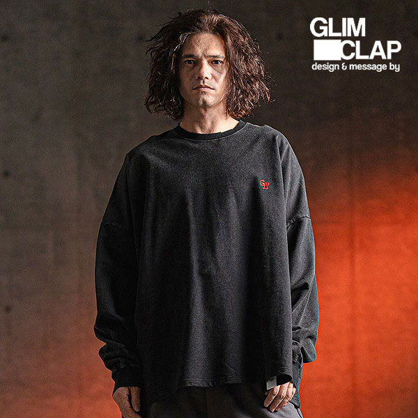 【お取り寄せ 30%OFF SALE セール】 GLIMCLAP Oversized long sleeve T-shirt-pigment dye plainstitch cotton-