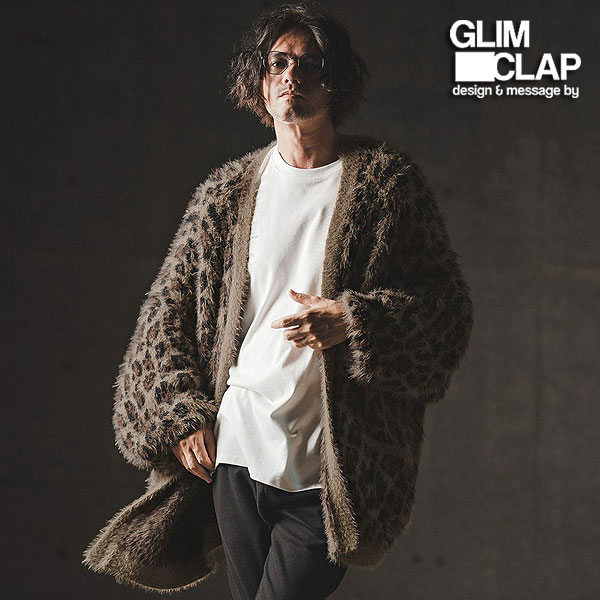 2025 秋冬 1st 先行予約 12月中旬〜下旬入荷予定 GLIMCLAP グリムクラップ Minimai detail cardigan -Leopard feather yarn sweater-