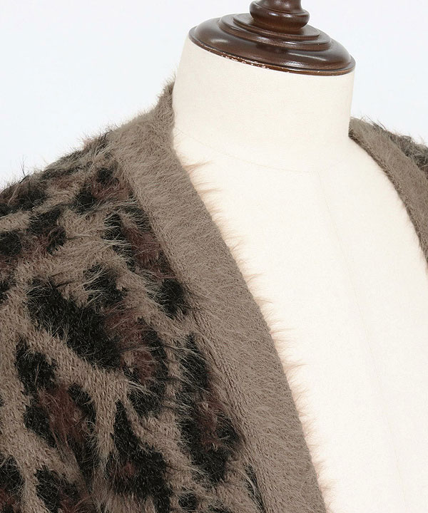 2025 秋冬 1st 先行予約 12月中旬〜下旬入荷予定 GLIMCLAP グリムクラップ Minimai detail cardigan -Leopard feather yarn sweater-