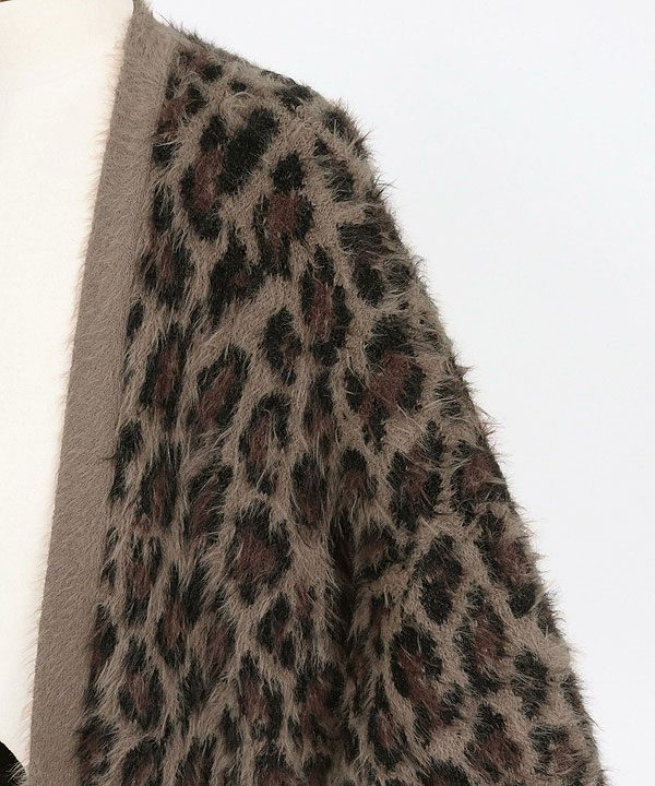 2025 秋冬 1st 先行予約 12月中旬〜下旬入荷予定 GLIMCLAP グリムクラップ Minimai detail cardigan -Leopard feather yarn sweater-
