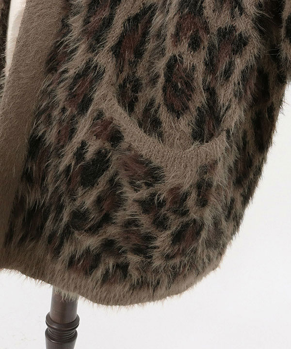 2025 秋冬 1st 先行予約 12月中旬〜下旬入荷予定 GLIMCLAP グリムクラップ Minimai detail cardigan -Leopard feather yarn sweater-