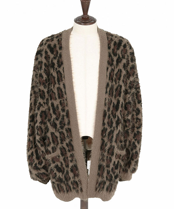 2025 秋冬 1st 先行予約 12月中旬〜下旬入荷予定 GLIMCLAP グリムクラップ Minimai detail cardigan -Leopard feather yarn sweater-