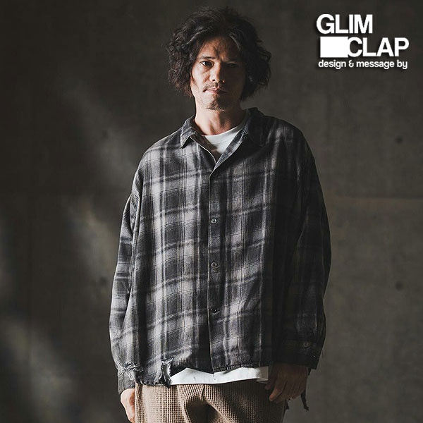 2025 秋冬 1st 先行予約 8月中旬〜下旬入荷予定 GLIMCLAP グリムクラップ Ripped viyella plaid shirt シャツ キャンセル不可 atftps