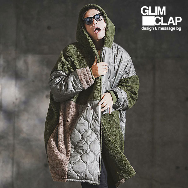 2025 秋冬 2nd 先行予約 11月上旬〜中旬入荷予定 GLIMCLAP グリムクラップ Textured Patchwork Hoodie Coat キャンセル不可 atfjkt