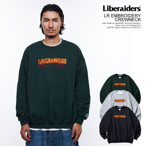 30％OFF SALE セール Liberaiders リベレイダース LR EMBROIDERY CREWNECK メンズ スウェット トレーナー フロスト加工 送料無料 ストリート atftps