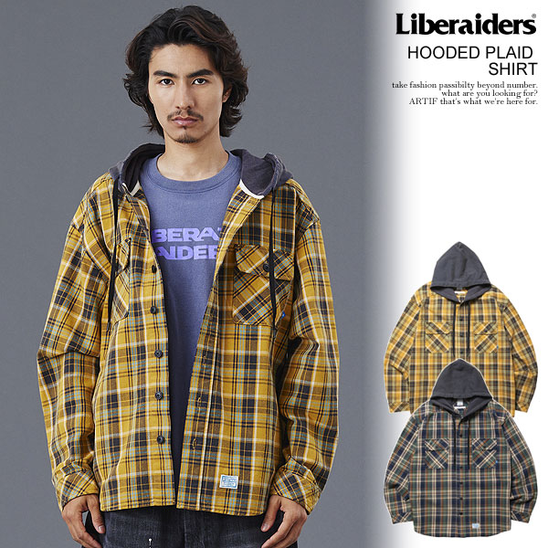 Liberaiders リベレイダース HOODED PLAID SHIRT メンズ シャツ チェックシャツ ネルシャツ フーディー 送料無料 ストリート atftps