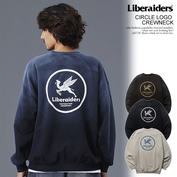 Liberaiders リベレイダース CIRCLE LOGO CREWNECK メンズ スウェット トレーナー フェード加工 裏起毛 送料無料 atftps