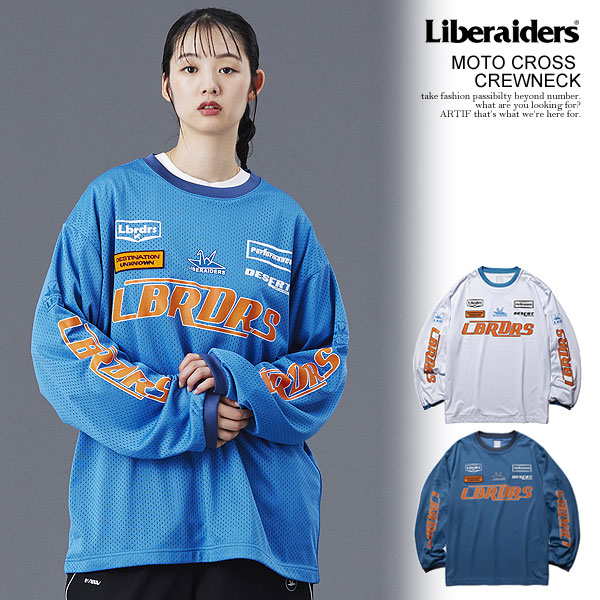 Liberaiders リベレイダース MOTO CROSS CREWNECK メンズ Tシャツ 長袖 ロンT メッシュジャージ 送料無料 ストリート atftps