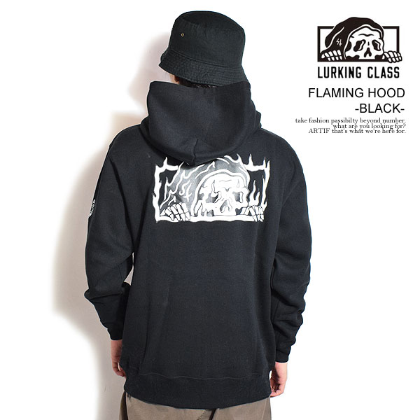 30％OFF SALE セール LURKING CLASS ラーキングクラス FLAMING HOOD -BLACK- メンズ パーカー プルオーバー atftps
