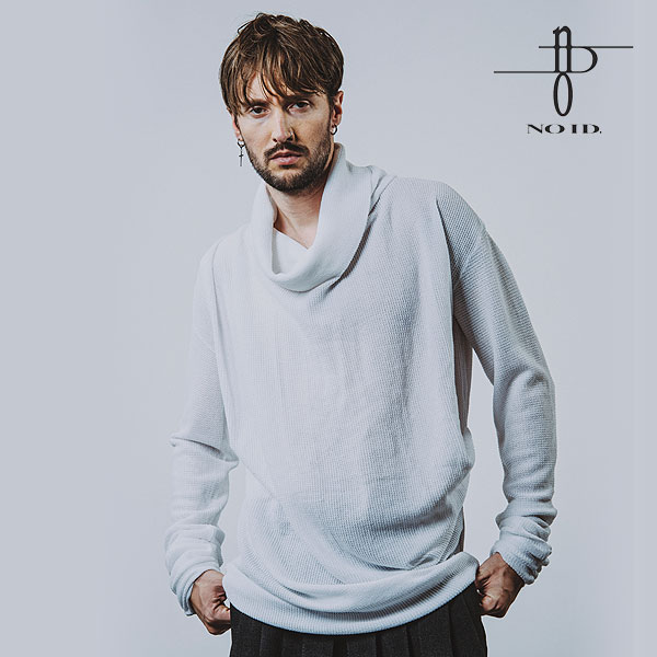 40％OFF SALE セール NO ID. BLACK ノーアイディー オフタートルドレープニットPO メンズ ニット オフタートルネック atftps
