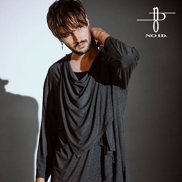 NO ID. BLACK ノーアイディー フリルストールディープV/N-T メンズ Tシャツ 長袖 VネックTシャツ 送料無料 atftps