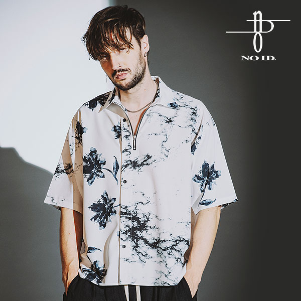 NO ID. ノーアイディー ハーフZIPチェンジングBIG-SH メンズ シャツ 5分袖 総柄シャツ 送料無料 atftps