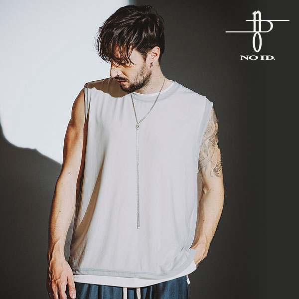 2025 秋 先行予約 7月中旬入荷予定 NO ID. ノーアイディー レイヤードスリーブレスPO メンズ Tシャツ キャンセル不可 atftps
