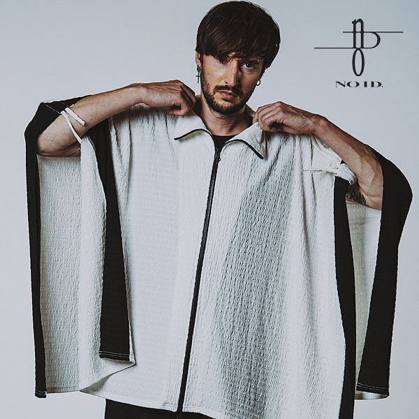 30％OFF SALE セール NO ID. BLACK ノーアイディー ドローストリングスハイカラーポンチョ メンズ ポンチョ ジップポンチョ atftps