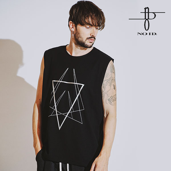 2025 夏 先行予約 6月下旬入荷予定 NO ID. ノーアイディー ジオメトリックプリントスリーブレスBIG-PO メンズ キャンセル不可 atftps