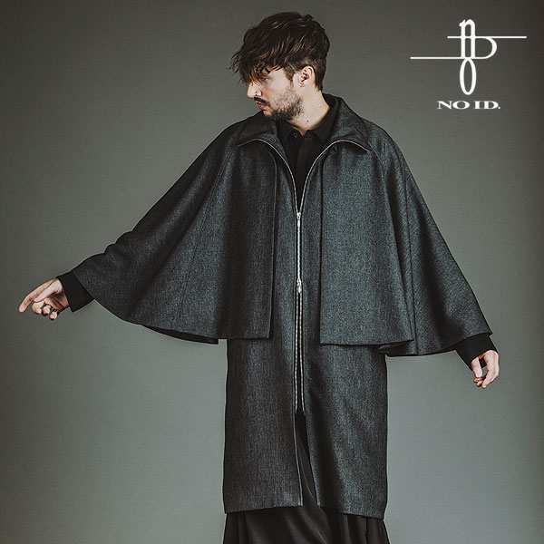 2025 冬 先行予約 11月下旬入荷予定 NO ID. BLACK ノーアイディー ハイカラーインバネスコート メンズ コート キャンセル不可 atfjkt