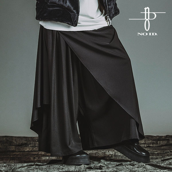 NO ID. BLACK ノーアイディー ギャザーバギードレープトラウザーズ メンズ パンツ ワイドパンツ ビッグシルエット 送料無料 atfpts