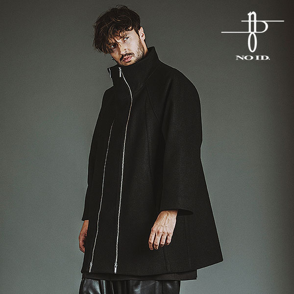 2025 冬 先行予約 12月上旬入荷予定 NO ID. BLACK ノーアイディー ボリュームネックライダースオーバーコート メンズ コート atfjkt