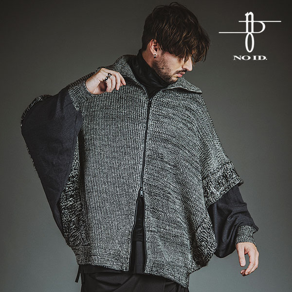 2025 冬 先行予約 11月上旬入荷予定 NO ID. BLACK ノーアイディー ドッキングニットドルマンZIP-BLZ メンズ キャンセル不可 atfjkt