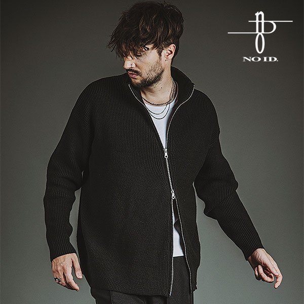 2025 冬 先行予約 12月上旬入荷予定 NO ID. BLACK ノーアイディー アシンメトリ-ドライバーズニットCD カーディガン 送料無料 atftps