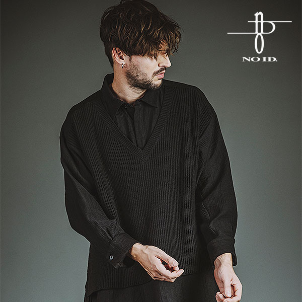 2025 冬 先行予約 12月上旬入荷予定 NO ID. BLACK ノーアイディー ドッキングニットBIG-SH シャツ 送料無料 キャンセル不可 atftps