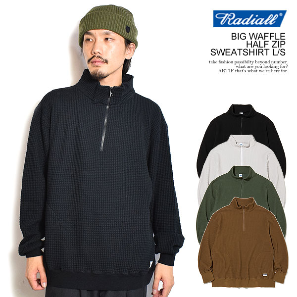 40％OFF SALE セール RADIALL ラディアル BIG WAFFLE - HALF ZIP SWEATSHIRT L/S radiall メンズ カットソー 長袖 atftps