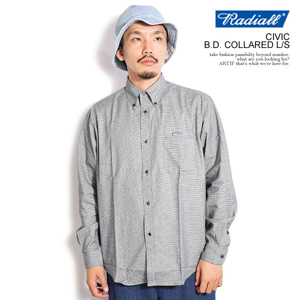 RADIALL ラディアル CIVIC - B.D. COLLARED L/S radiall メンズ シャツ 長袖 千鳥格子柄 ボタンダウンシャツ 送料無料 atftps