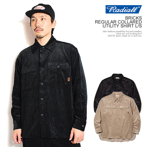 RADIALL ラディアル BRICKS - REGULAR COLLARED UTILITY SHIRT L/S radiall メンズ シャツ 長袖 コーデュロイシャツ atftps
