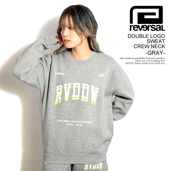 30％OFF SALE セール reversal リバーサル DOUBLE LOGO SWEAT CREW NECK -GRAY- メンズ スウェット トレーナー atftps