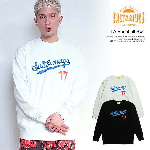 30％OFF SALE セール SALT&MUGS ソルトアンドマグス LA Baseball Swt メンズ スウェット トレーナー ベースボールロゴ atftps