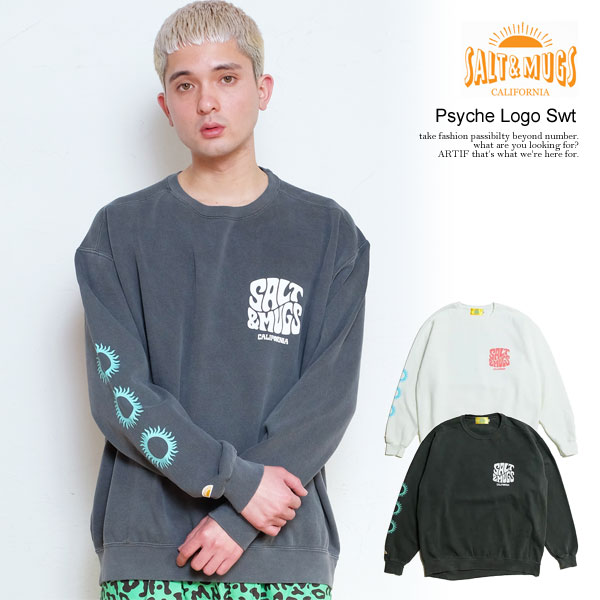 30％OFF SALE セール SALT&MUGS ソルトアンドマグス Psyche Logo Swt メンズ スウェット トレーナー ヴィンテージライク atftps