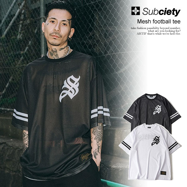 SUBCIETY サブサエティ Mesh football tee subciety メンズ Tシャツ 半袖 半袖Tシャツ フットボールTシャツ 送料無料 atftps