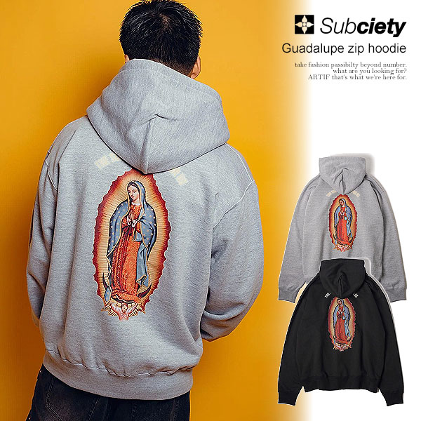 SUBCIETY サブサエティ Guadalupe zip hoodie subciety メンズ パーカー ジップパーカー スウェット ヘビーウェイト 裏起毛 atftps