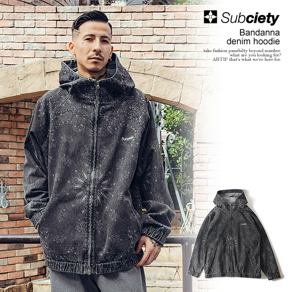 30％OFF SALE セール SUBCIETY サブサエティ Bandanna denim hoodie ジャケット デニムジャケット ジップフーディー atfjkt