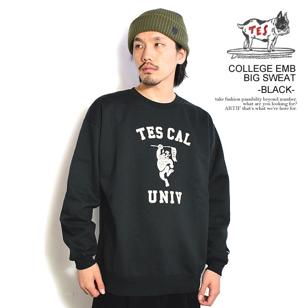 The Endless Summer エンドレスサマー TES COLLEGE EMB BIG SWEAT -BLACK- メンズ スウェット atftps