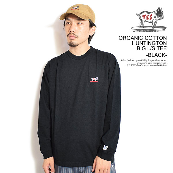 The Endless Summer エンドレスサマー TES ORGANIC COTTON HUNTINGTON BIG L/S TEE -BLACK- Tシャツ atftps